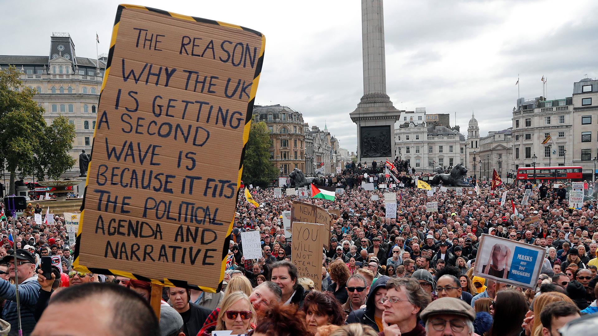 Massive anti-lockdown protest fills up Trafalgar Square in London