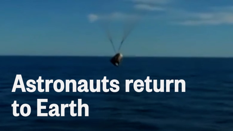 NASA astronauts return on SpaceX capsule after nine months