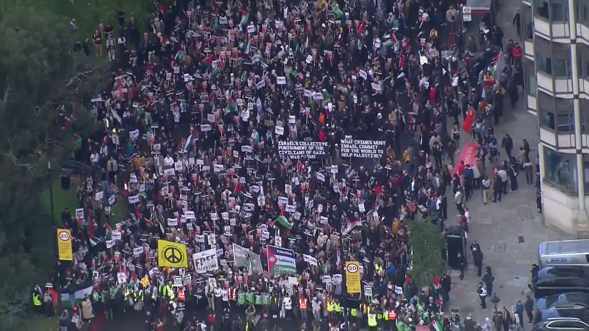 Pro-Palestinian demonstration draws large crowds in London
