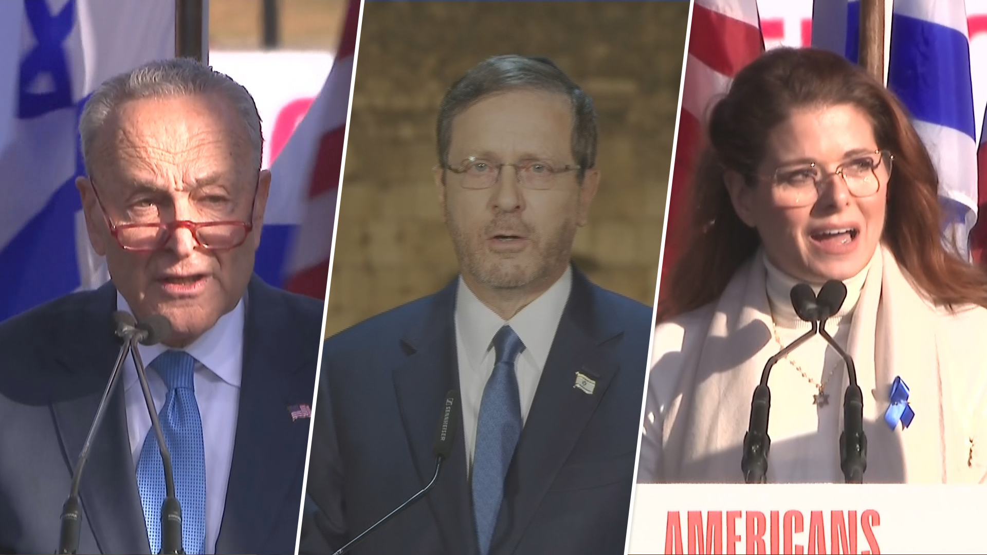 March for Israel highlights: Israeli president, lawmakers, families of ...