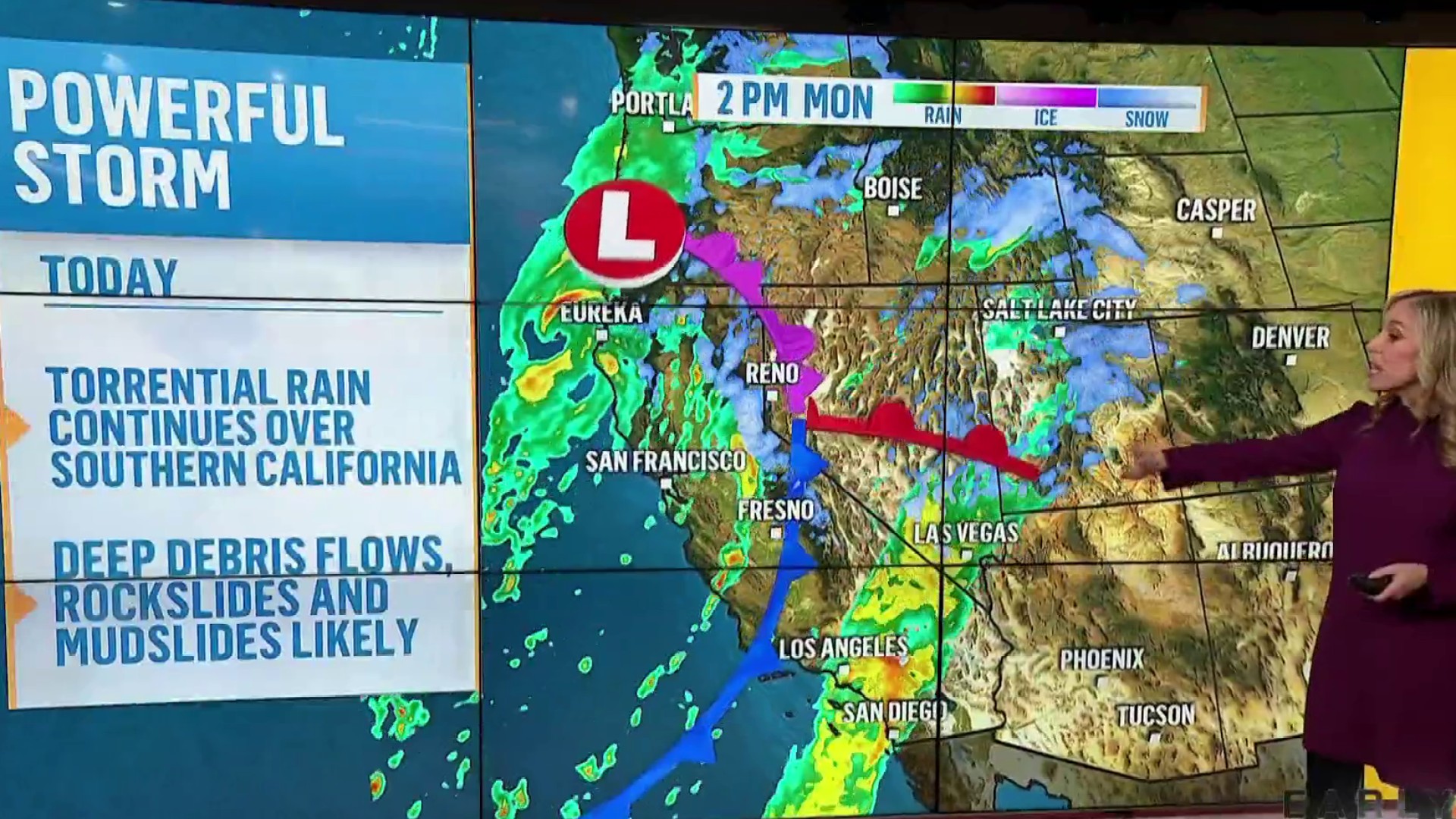 Monday's forecast as 'life-threatening' storm hits California