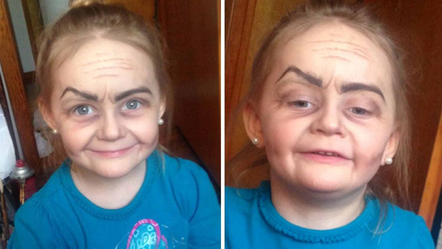 Toddler Turned Into Little Old Lady By Makeup wielding Baby Sitter