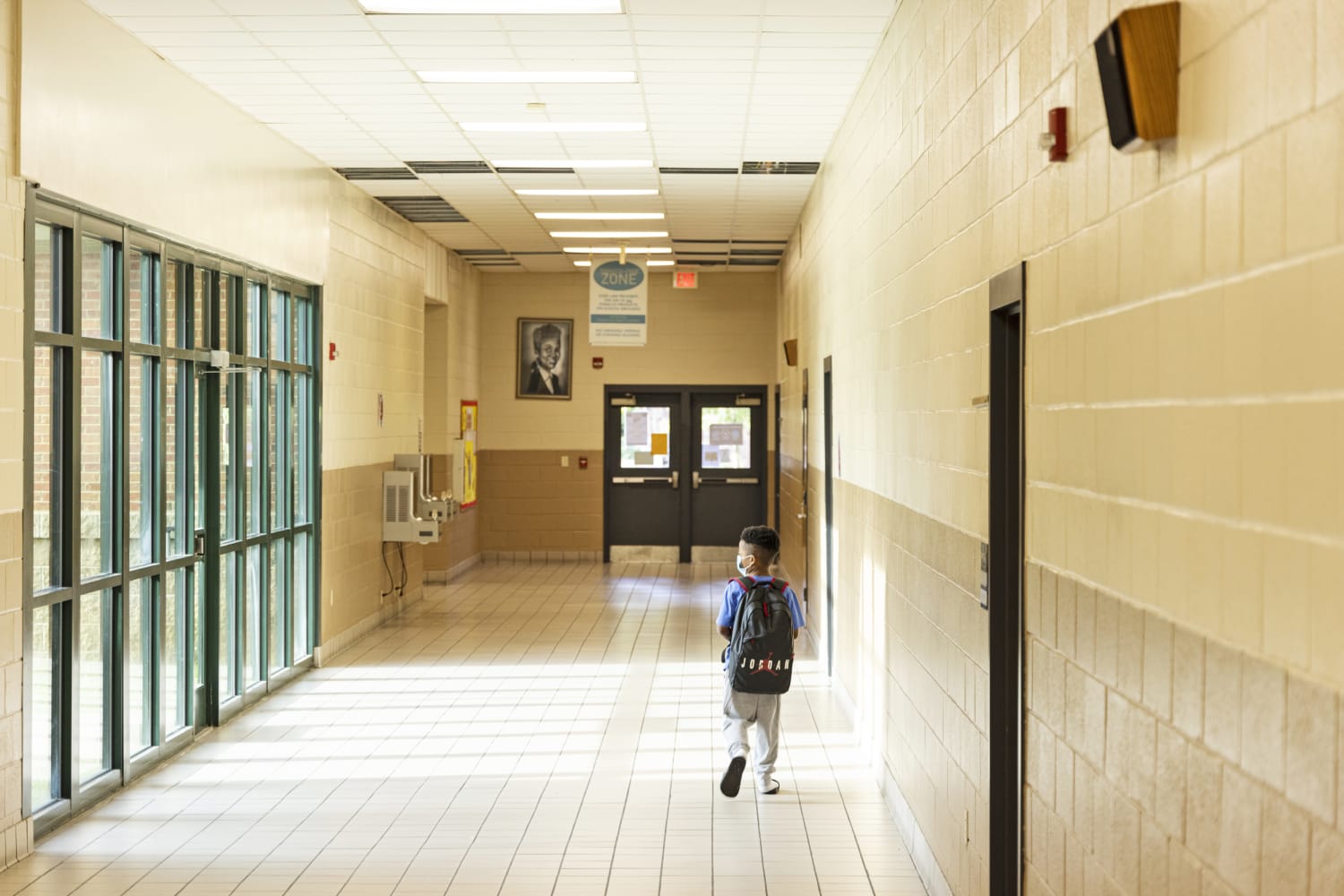 Elementary Students In Hallway