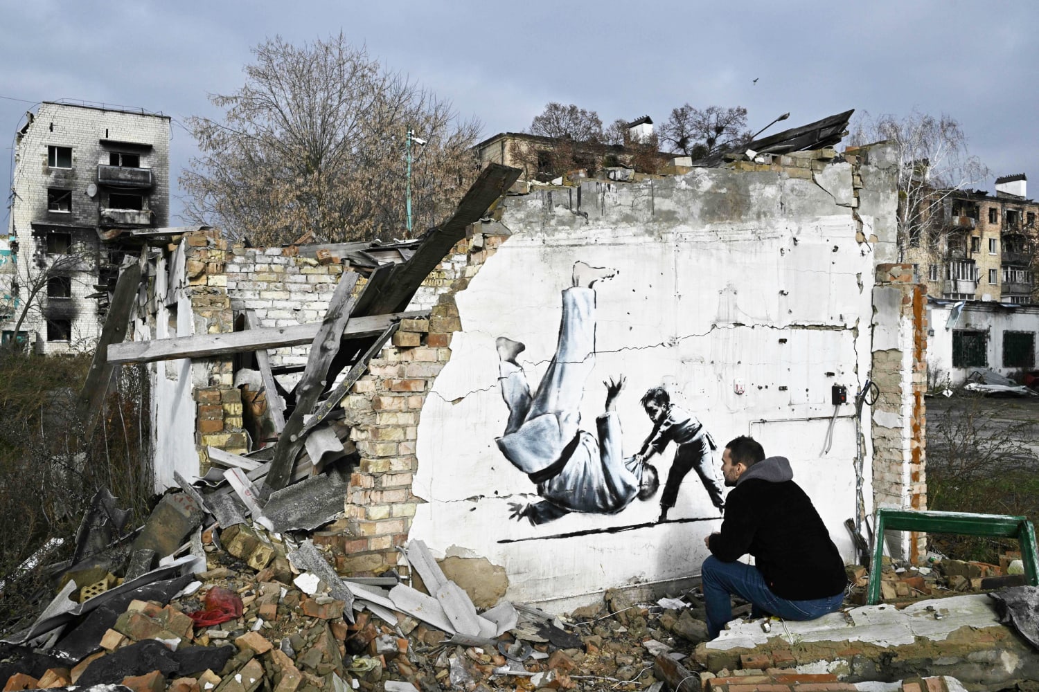 Banksy Unveils Ukraine Gymnast Mural On Building Shelled By Russia
