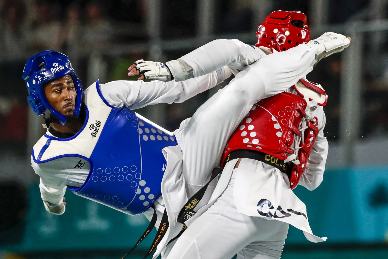 Luchador Kwon Taekwondo Muchacha Adolescente Practicando Karate.