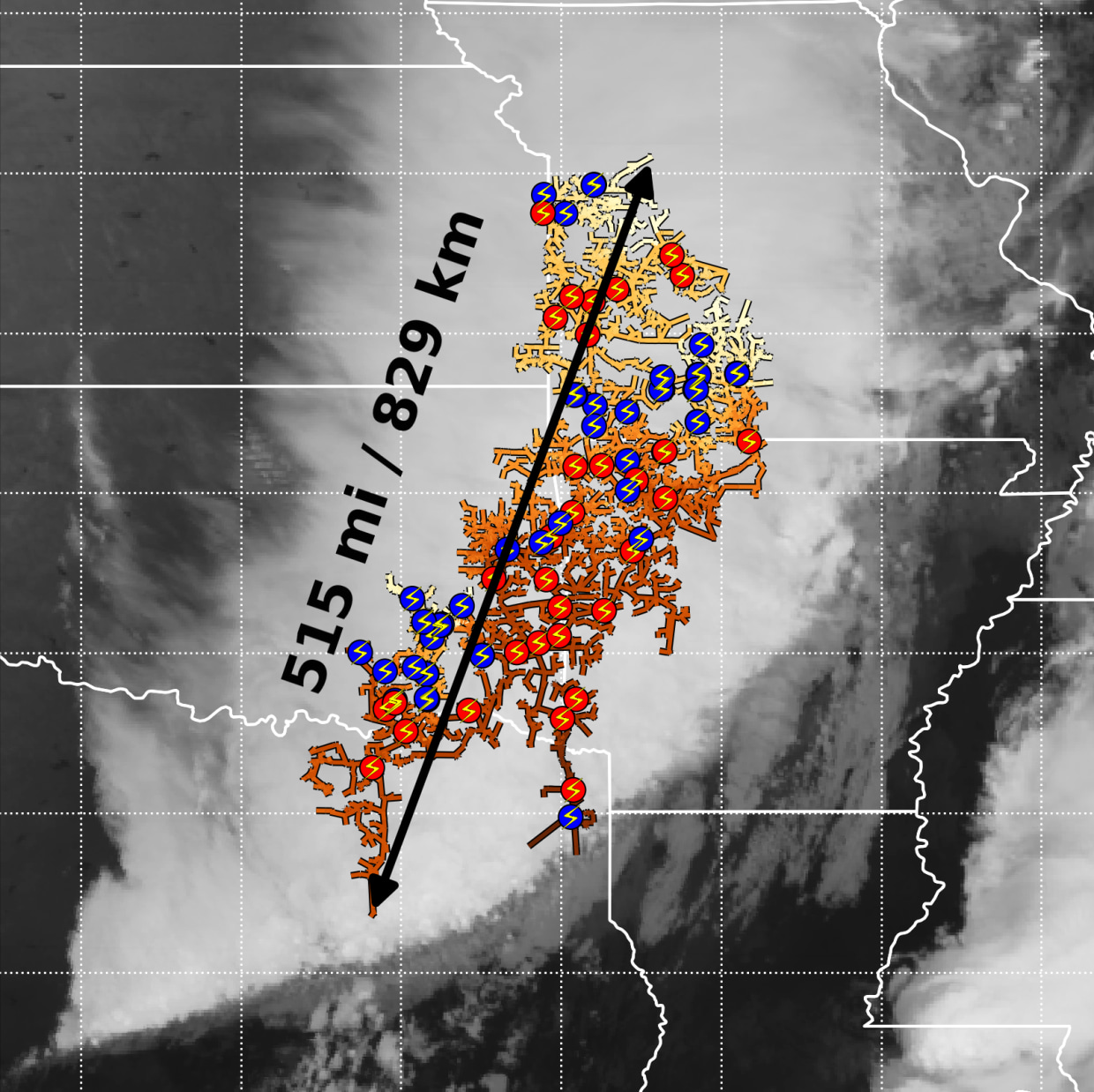 Record lightning bolt stretched 515 miles, crossed three states – NBC ...