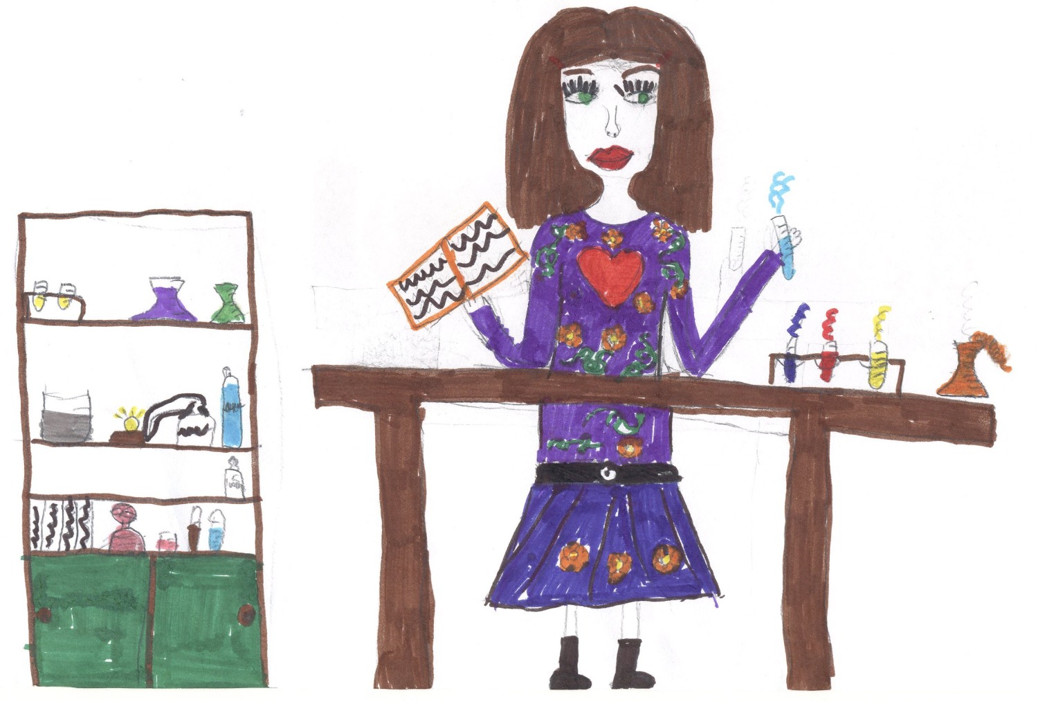Girl Scientist Drawing