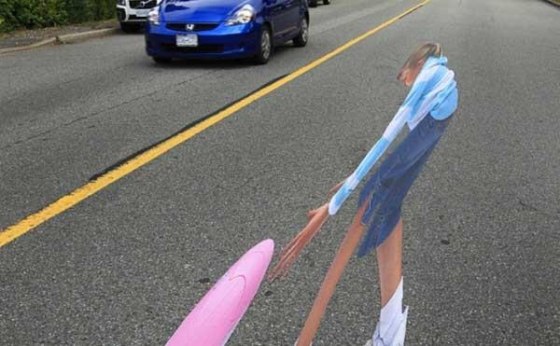 Optical illusion of young girl makes drivers slow down