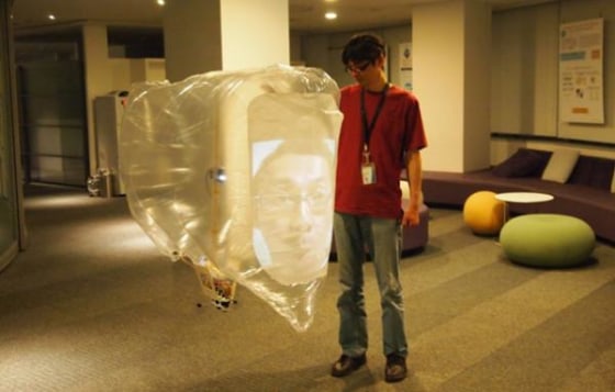 Robot blimp sports a human face