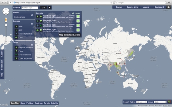 Find locations of 25,000 species on new interactive map