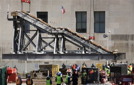 Survivors staircase at 9/11 site is relocated