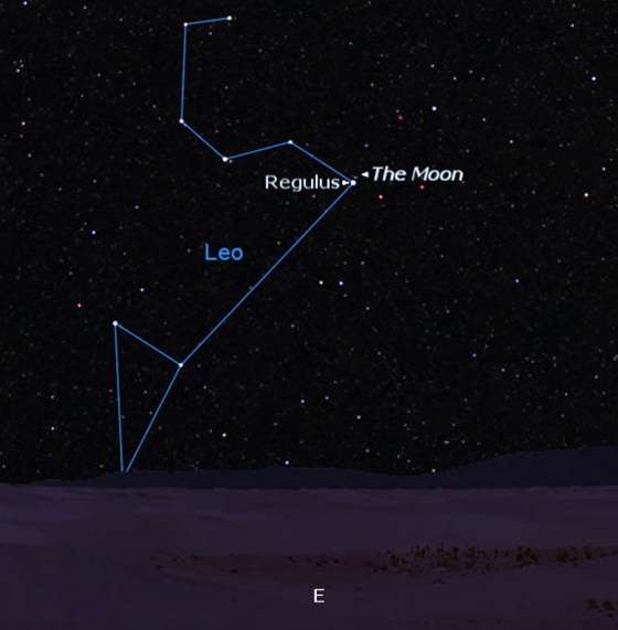 Moon will block bright star Regulus