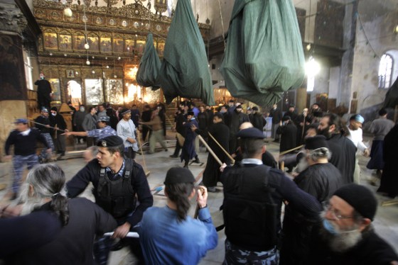Rival priests brawl inside Bethlehem church