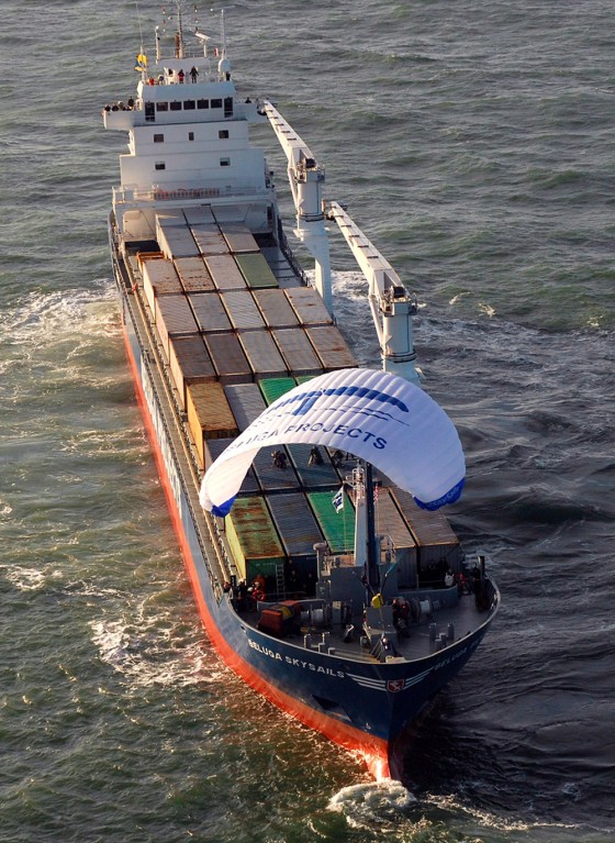 Huge kite helps container ship across Atlantic