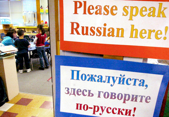 Motto for Alaskan school: Russian spoken here!