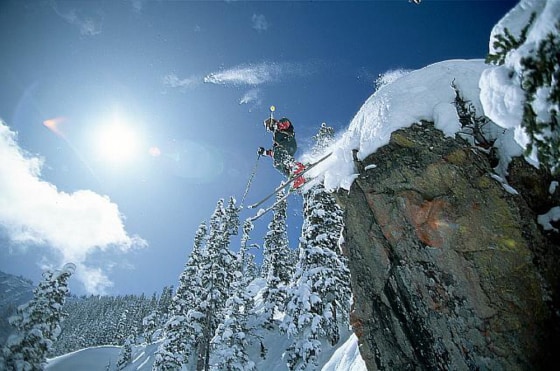 powder skiing cliffs