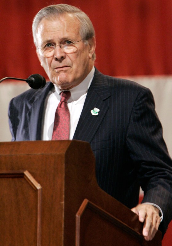 Papers sold to military: ‘Rumsfeld must go’
