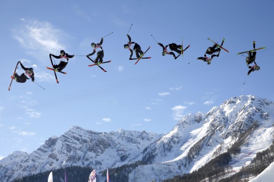 Ski Slopestylers Cartwheel Through Clouds