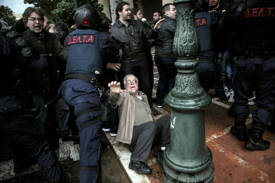 Greek Protesters Clash With Riot Police