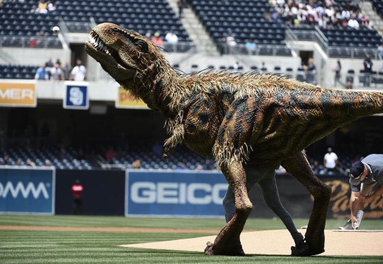 Tyrannosaurus Rex Throws First Pitch at Petco Park