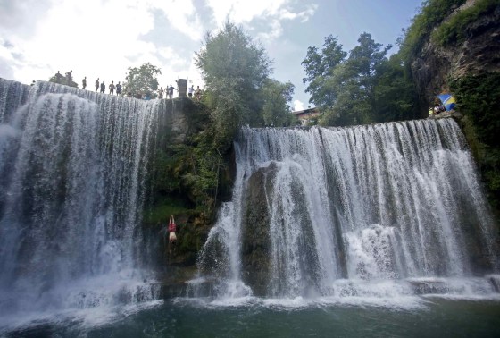 Competitors Dive Into Waterfall Jumping Contest in Bosnia