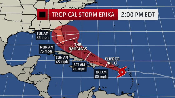 Tropical Storm Erika Map