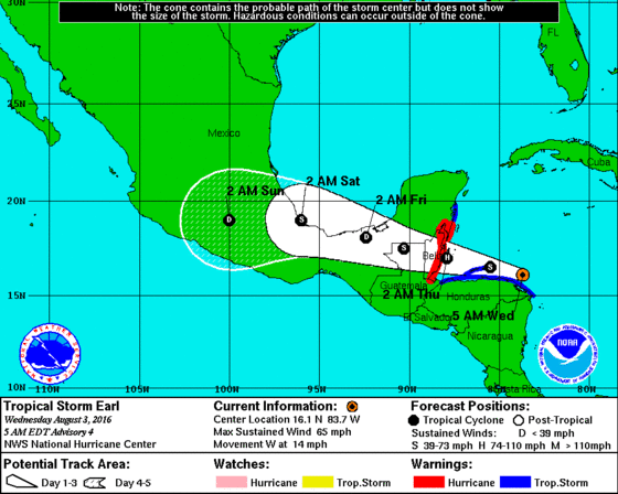 Tropical Storm Earl Expected to Be Hurricane When It Hits Belize, Mexico