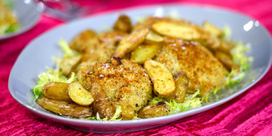 Ina Garten's Crispy Mustard Chicken and Frisee Recipe