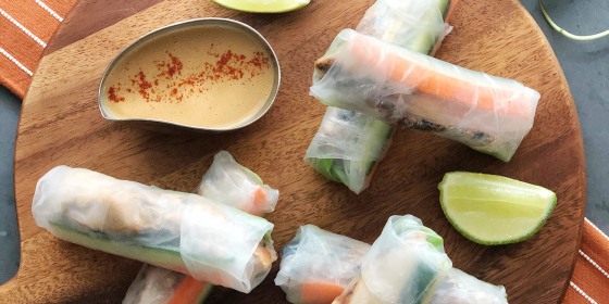 Chicken Spring Rolls with Peanut Sauce Recipe