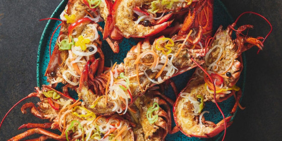 Grilled Lobster with Scotch Bonnet Garlic Butter