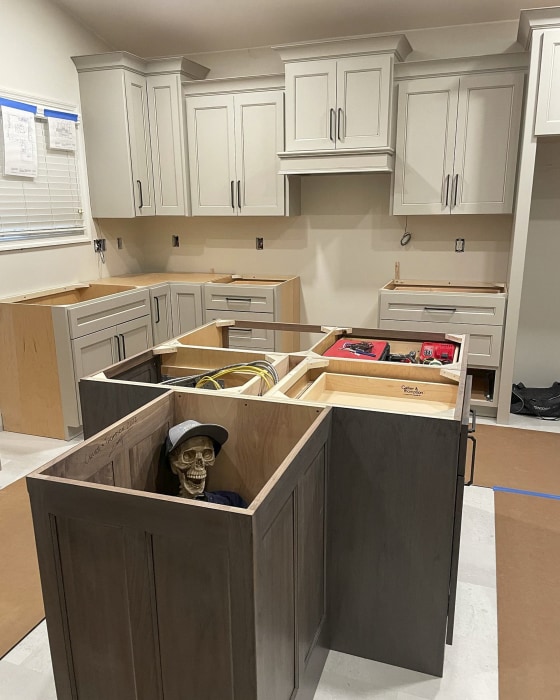Dad Pranks Future Homeowners With Skeleton Surprise In Kitchen Island