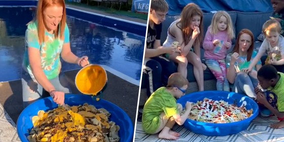 Mom of 12 Goes Viral for Serving Her Kids Nachos in a Kiddie Pool
