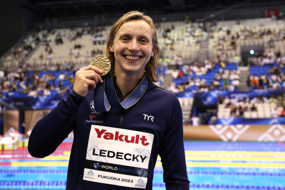 Katie Ledecky Beats Michael Phelps’ World Title Record