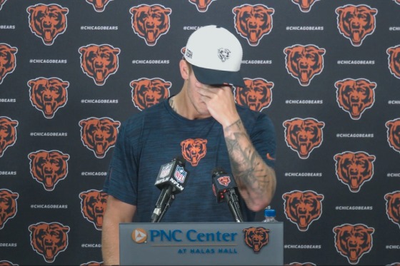 Bears quarterback Tyson Bagent breaks down in tears over contract extension