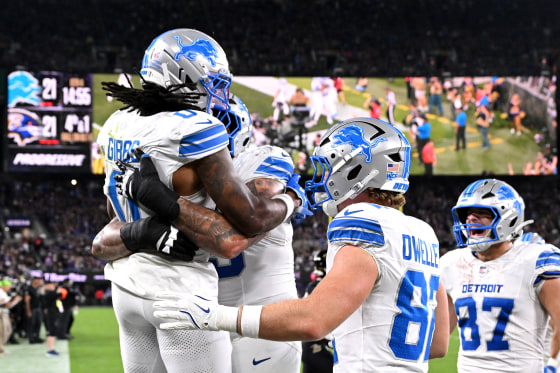 Lions run over Ravens, sack Lamar Jackson 7 times in 38-30 win