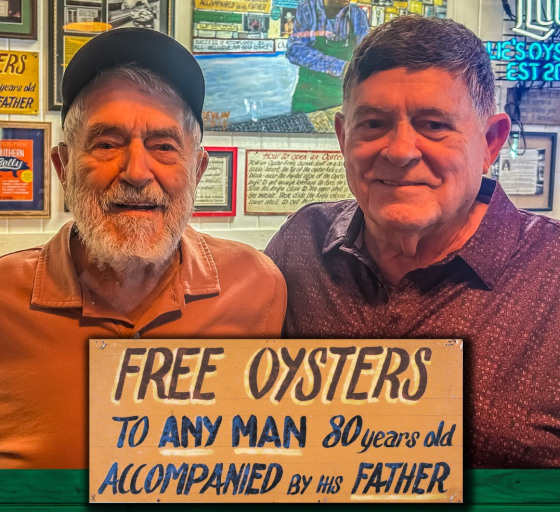 Father, 99, and Son, 80, First to Redeem Oyster House’s Free Oyster Offer
