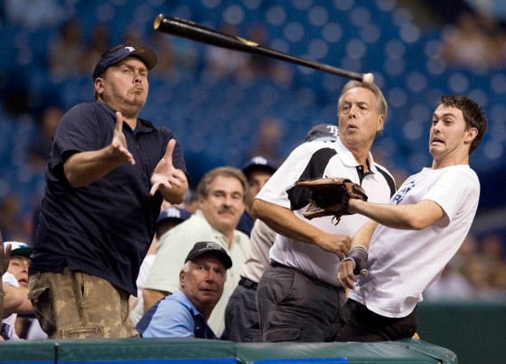 Bat goes flying at Tampa Bay Rays game
