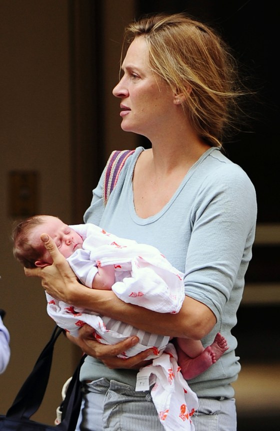 Uma Thurman spotted with her 1-month-old baby girl