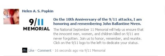 9/11 Memorial app dedicates your Facebook status to victims