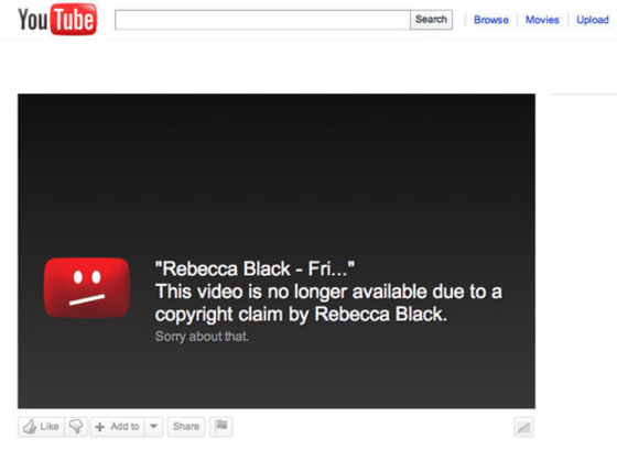 Rebecca Black cancels Friday, removes video