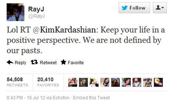 Kardashian tweet gets LOL from sex-tape partner Ray J