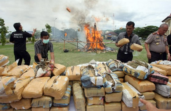 Bonfire of drugs in Banda Aceh, Indonesia