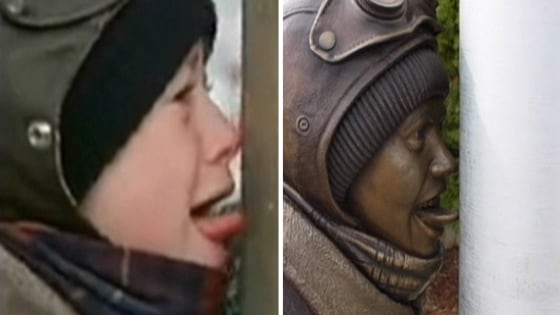 Stuck on you: 'Christmas Story' flagpole moment gets statue