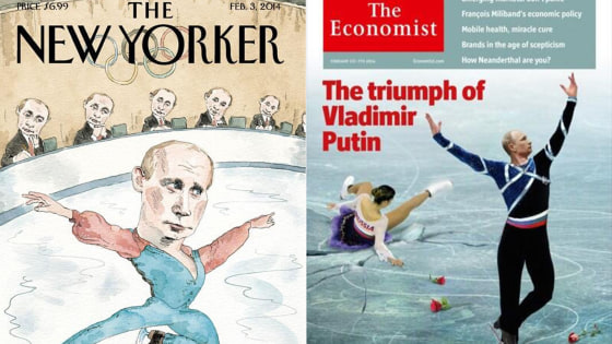 Spectacle on ice: Magazine covers poke fun at Russia's Putin