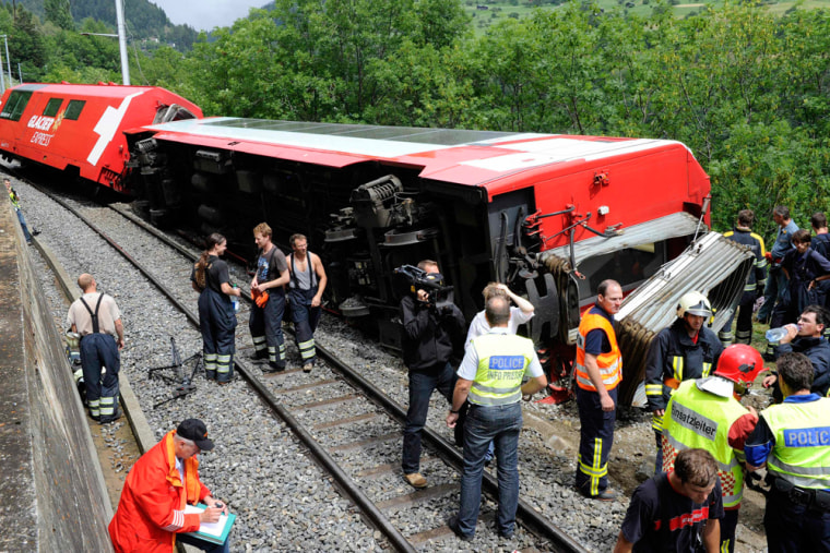 One killed, 42 hurt as train derails in Swiss alps