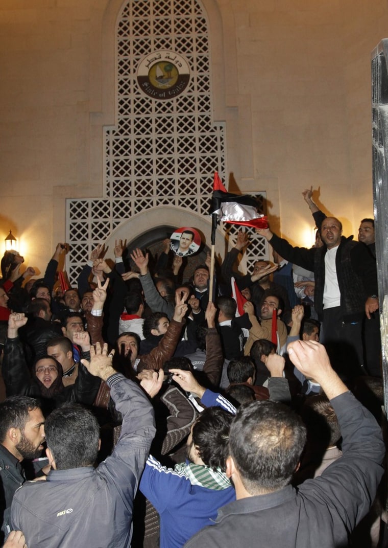 Pro-Assad crowd attacks Saudi Embassy in Syria