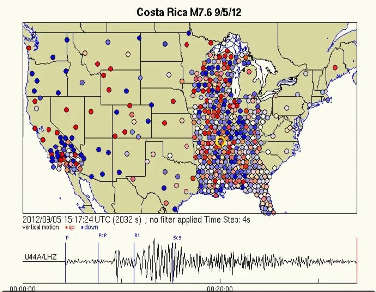 Watch how Costa Rica quake vibrations rattled beneath US