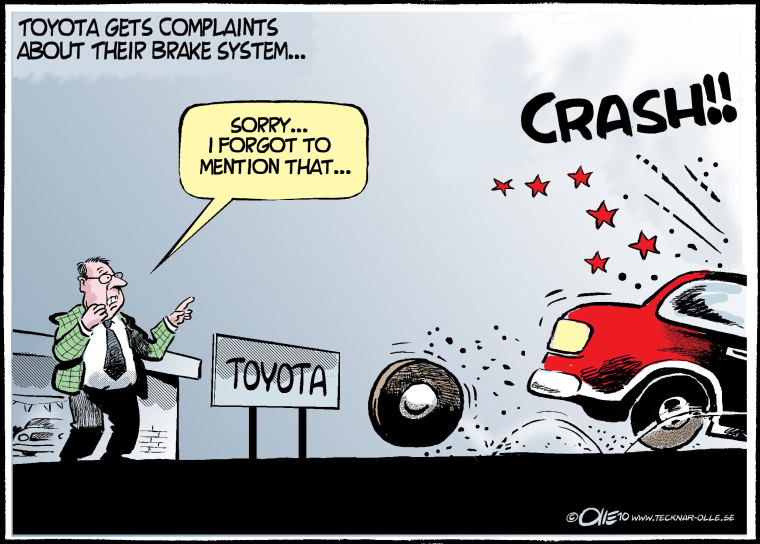 Cartoons: Toyota takes a fall