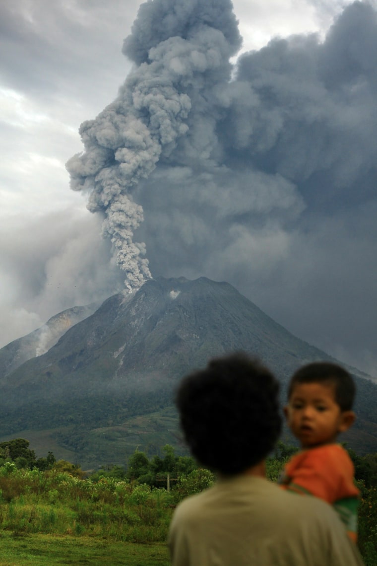 Mount Sinabung erupts