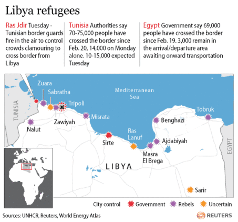 Fleeing fighting, desperate refugees jam Libya's borders